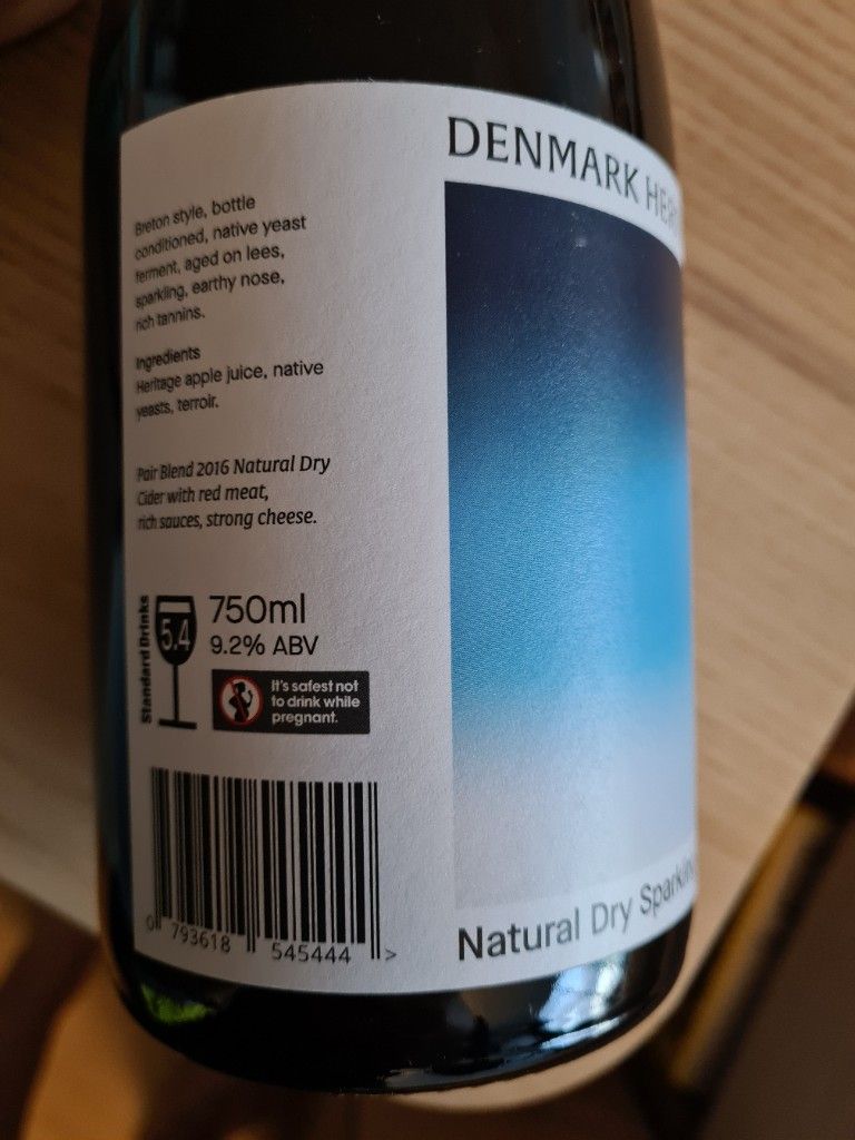 2016 Denmark Heritage Cider Company Natural Dry Sparkling Cider Breton ...
