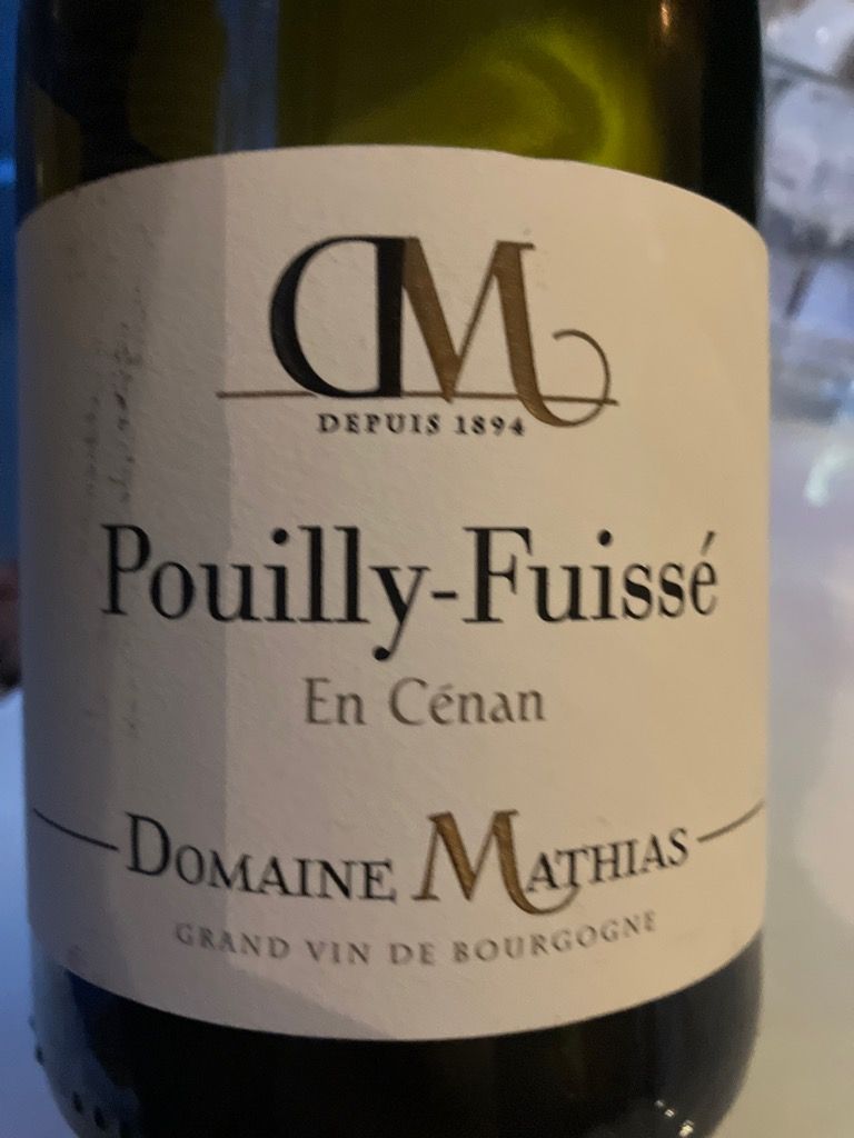 2021 Domaine Mathias Pouilly-Fuissé En Cénan, France, Burgundy ...