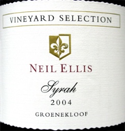 2004 Neil Ellis Shiraz Vineyard Selection Groenekloof, South Africa ...