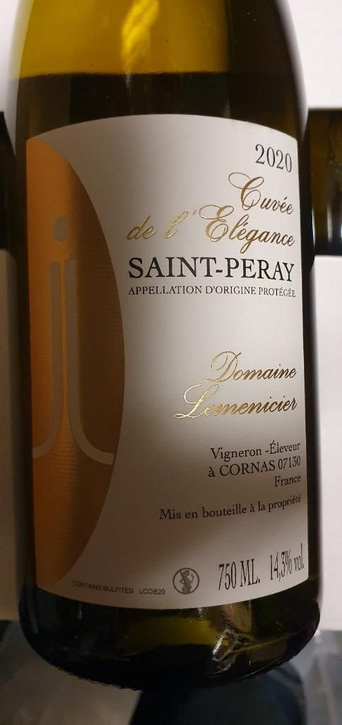 2021 Jacques Lemenicier St. Péray Cuvée de l'Elégance, France, Rhône, Northern Rhône, St. Péray ...
