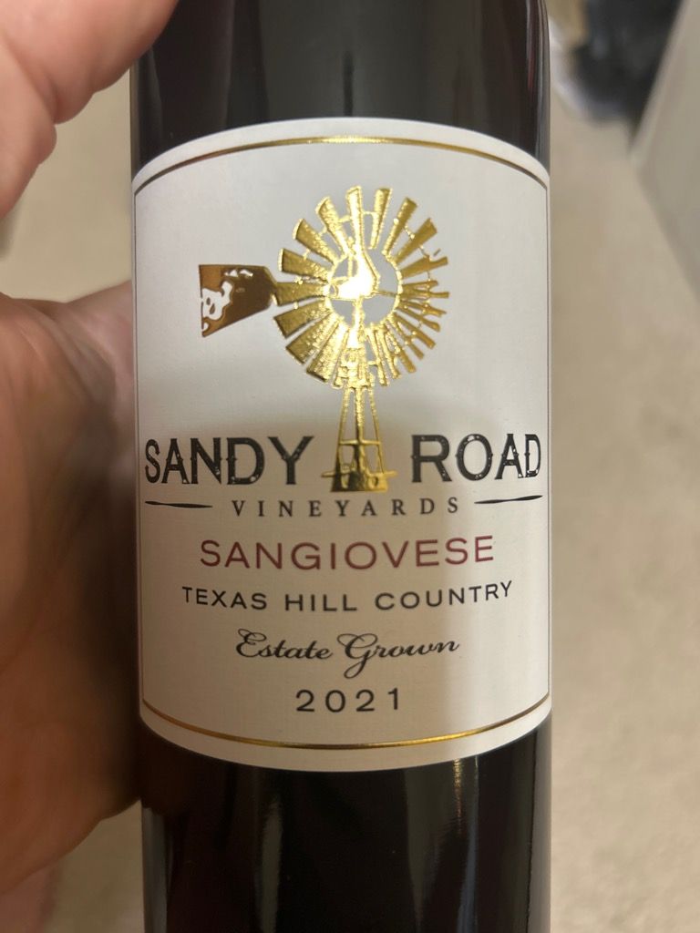 2021 Sandy Road Vineyards Sangiovese Estate, USA, Texas, Texas Hill ...