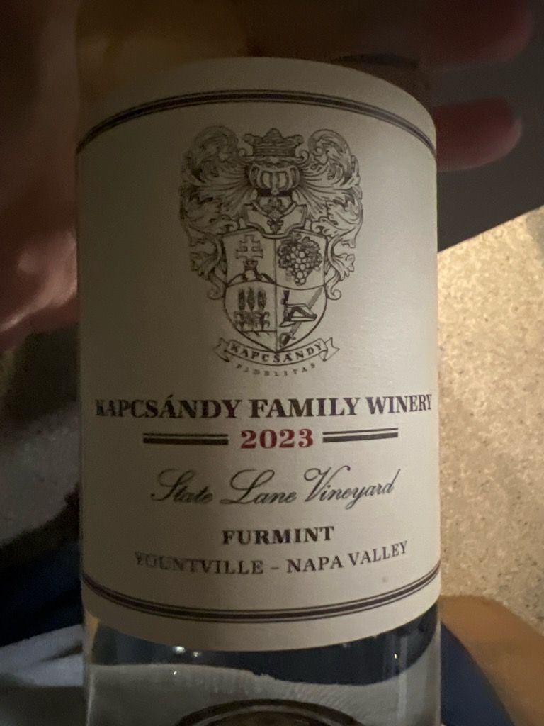 2023 Kapcsándy Family Winery Furmint State Lane Vineyard, USA ...