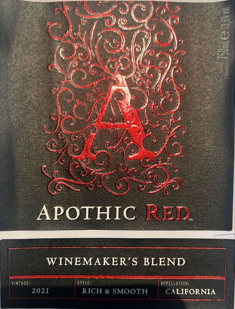 2021 Apothic Red, USA, California - CellarTracker