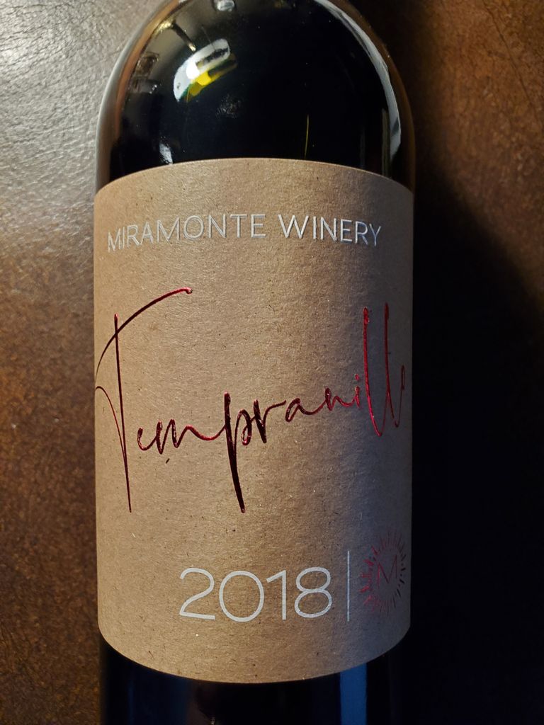 2018 Miramonte Winery Tempranillo, USA, California, South Coast ...