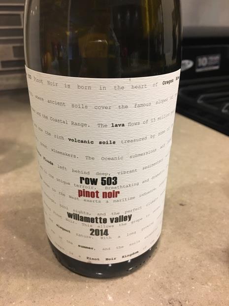 2012 Row 503 Pinot Noir, USA, Oregon, Willamette Valley - CellarTracker