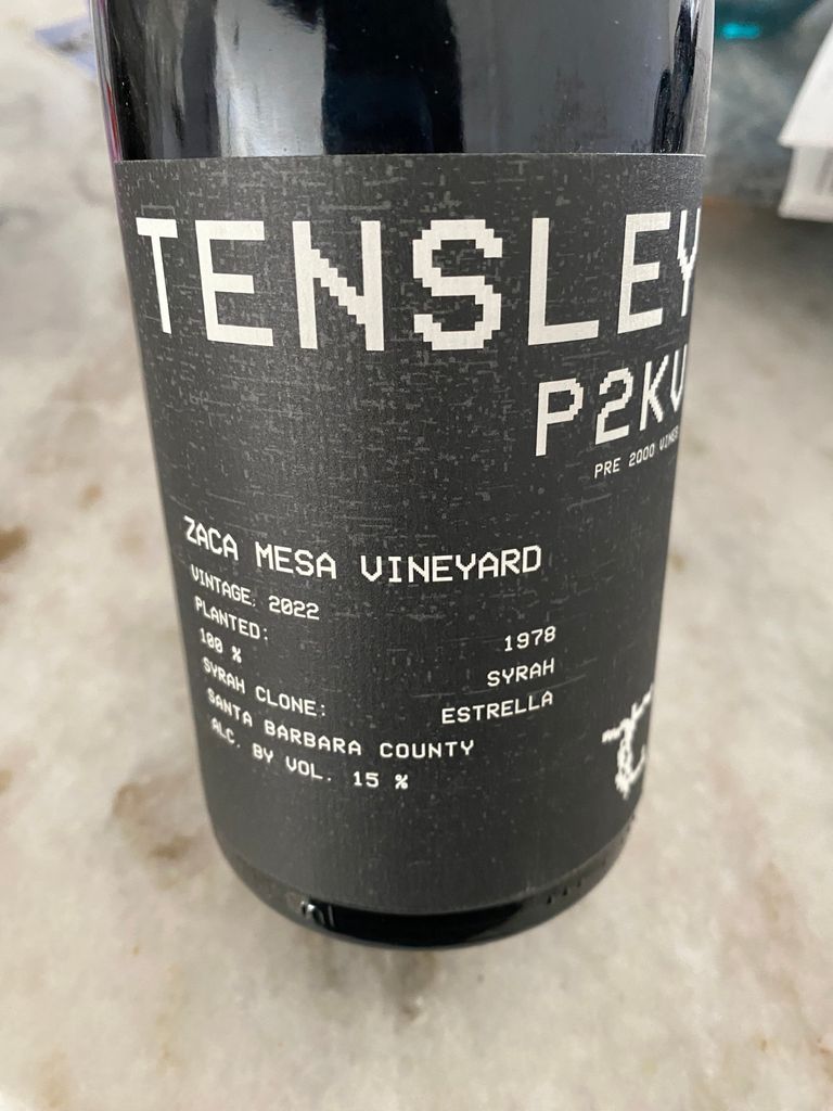 2022 Tensley Syrah P2KV Zaca Mesa Vineyard, USA, California, Central ...