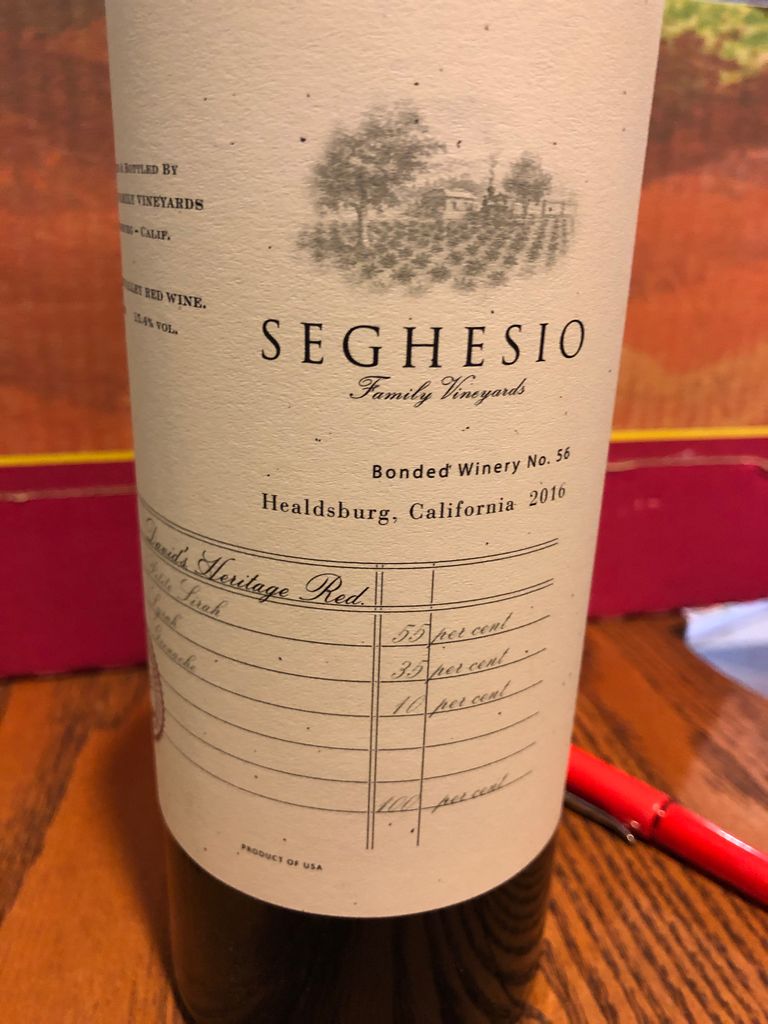 2016 Seghesio Family Vineyards David's Heritage, USA, California ...