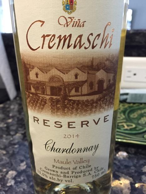 2014 Viña Cremaschi Chardonnay Reserve - Estate Bottled, Chile, Maule ...