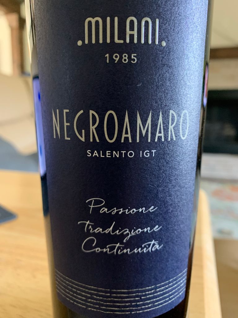 2021 Milani Negroamaro Salento IGT, Italy, Puglia, Salento IGT - CellarTracker