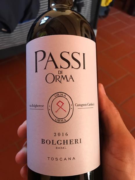 2016 Orma Bolgheri Passi di Orma, Italy, Tuscany, Bolgheri - CellarTracker