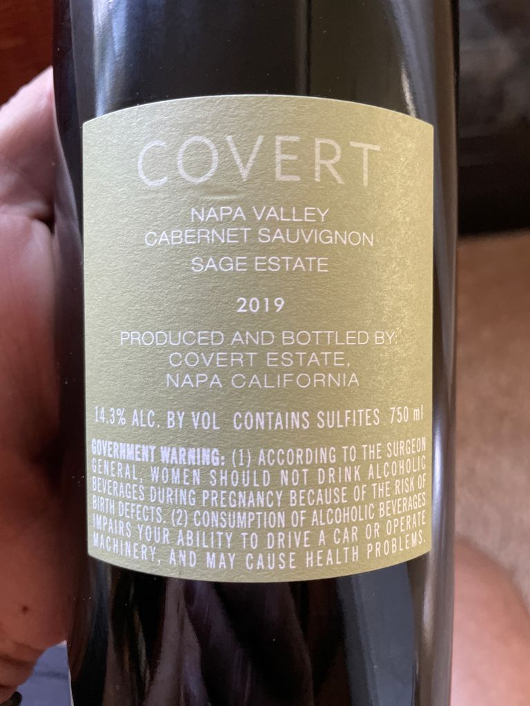 2019 Covert Estate Cabernet Sauvignon Sage Estate, USA, California ...