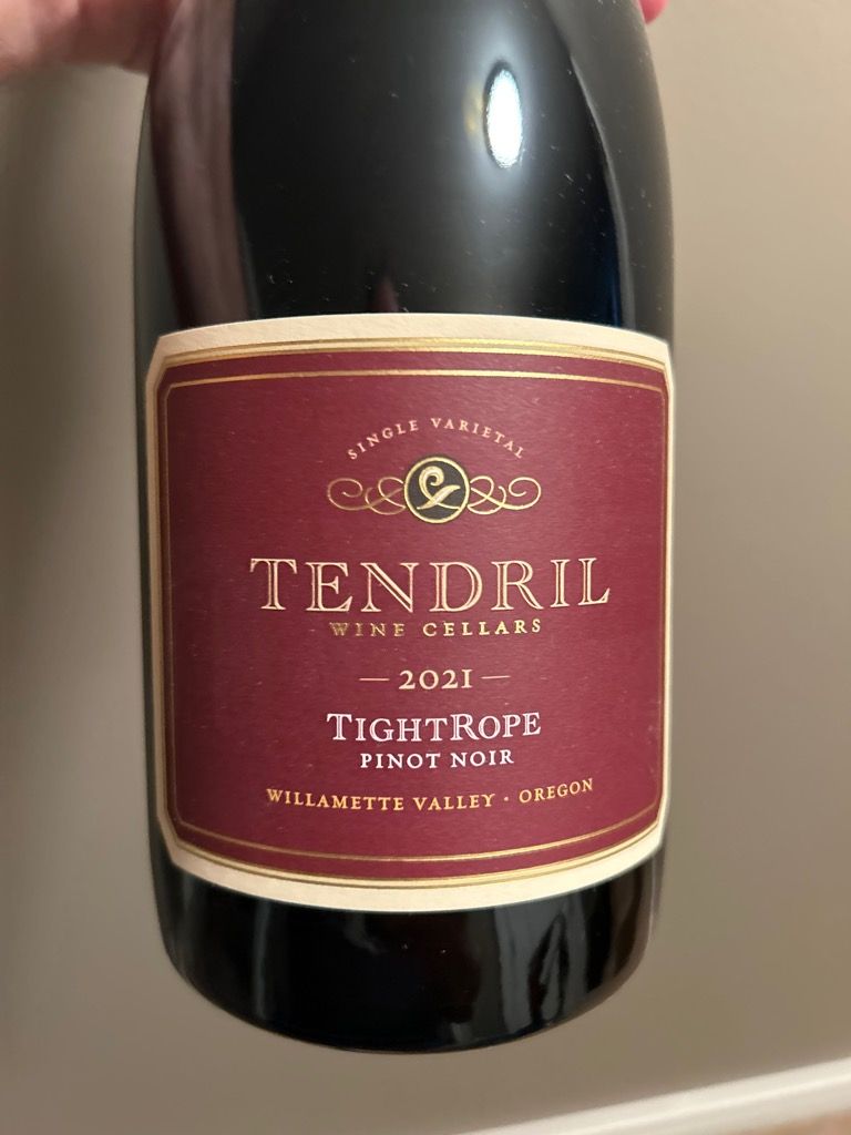 2021 Tendril Wine Cellars Pinot Noir Tightrope, USA, Oregon, Willamette ...