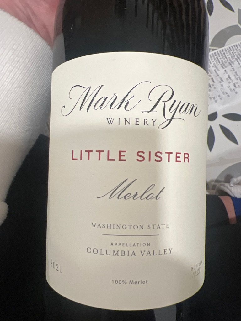 2022 Mark Ryan Merlot Little Sister, USA, Washington, Columbia Valley ...