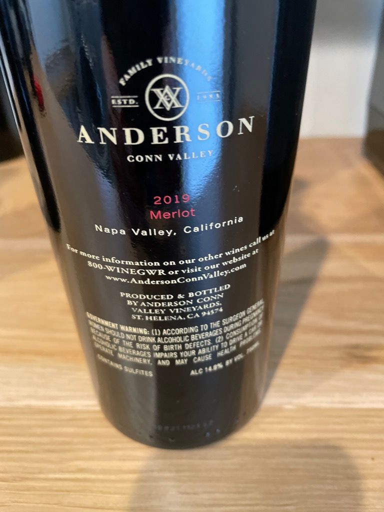 2019 Anderson's Conn Valley Vineyards Merlot, USA, California, Napa ...