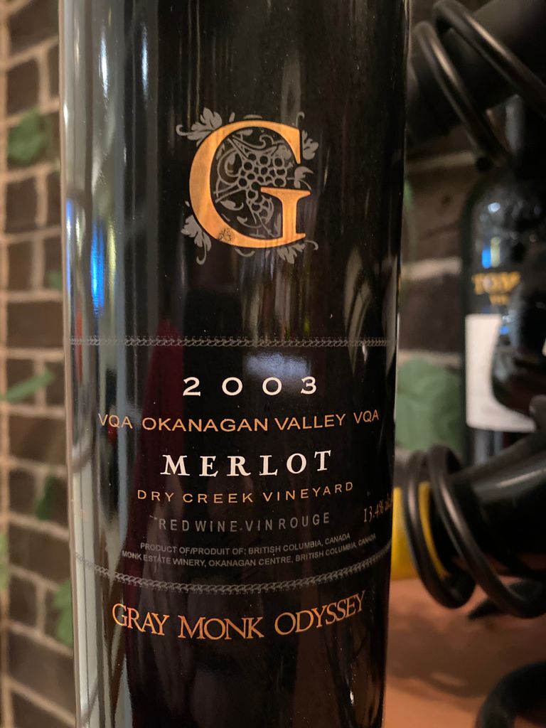 2003 Gray Monk Estate Winery Merlot Odyssey Dry Creek Vineyard, Canada ...