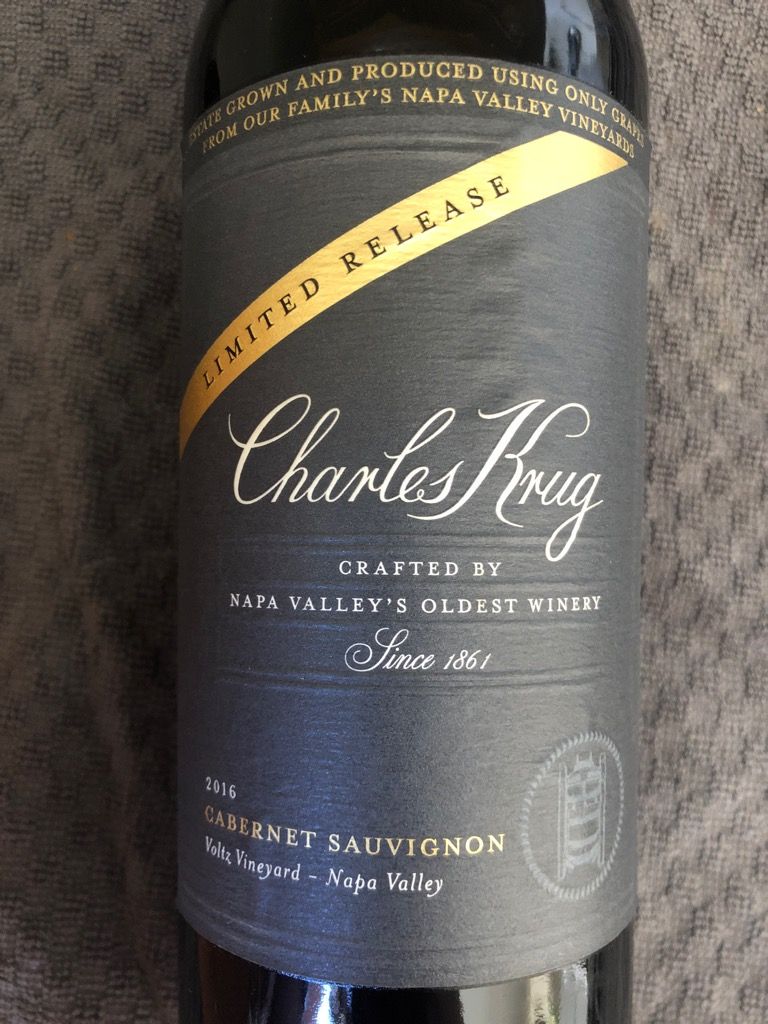 2016 Charles Krug Winery (Peter Mondavi Family) Cabernet Sauvignon ...