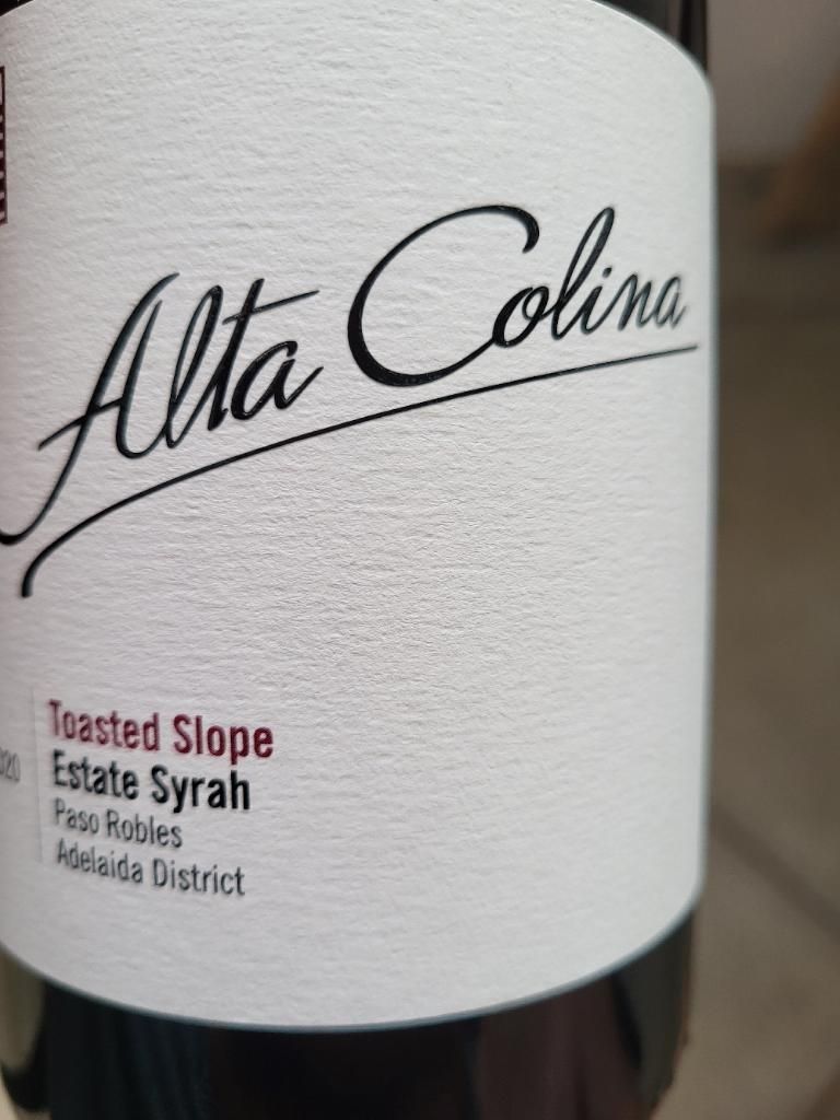 2020 Alta Colina Syrah Toasted Slope, USA, California, Central Coast ...