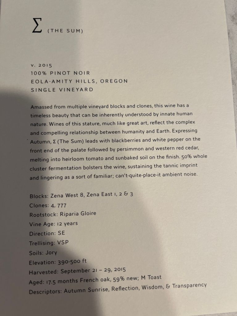2015 Zena Crown Vineyard Pinot Noir The Sum, USA, Oregon, Willamette ...