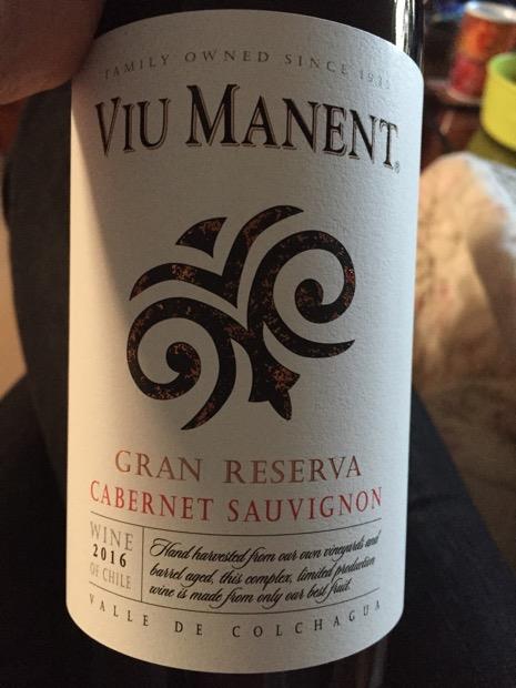 2017 Viu Manent Cabernet Sauvignon Gran Reserva, Chile, Rapel Valley, Colchagua Valley ...