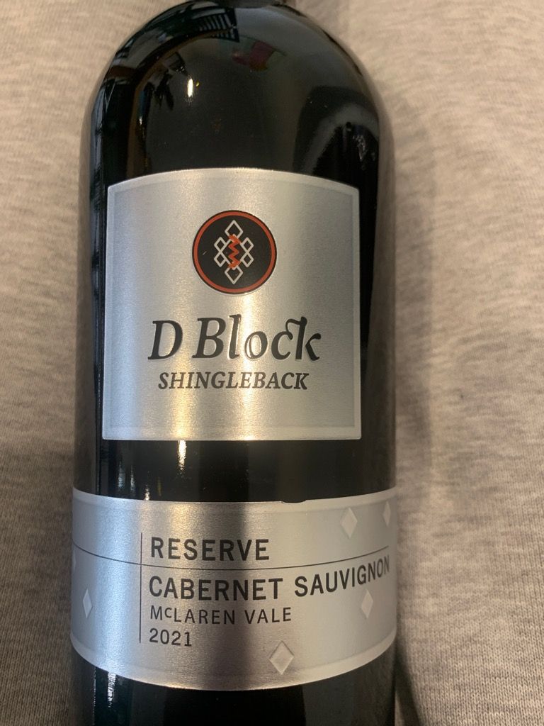 2021 Shingleback Cabernet Sauvignon D Block Reserve, Australia, South ...