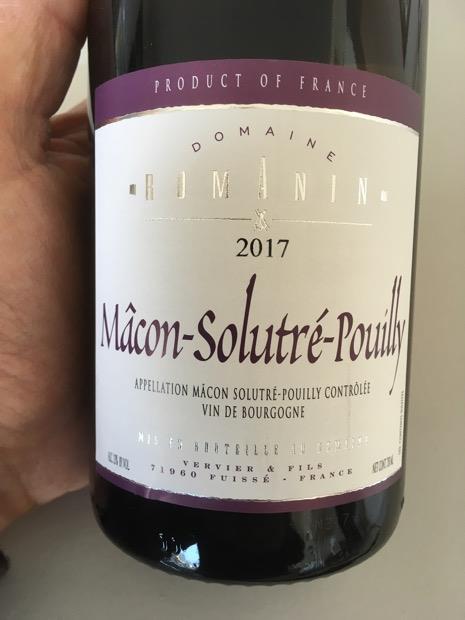 2017 Domaine Romanin Mâcon Solutré-Pouilly, France, Burgundy, Mâconnais ...