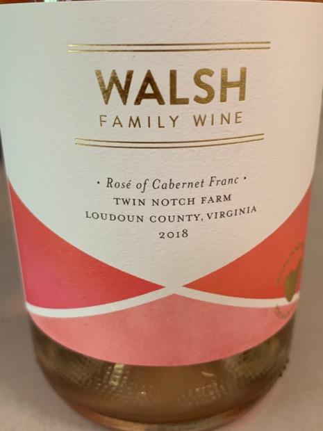 2018 Walsh Family Wine Rosé of Cabernet Franc, USA, Virginia, Northern ...