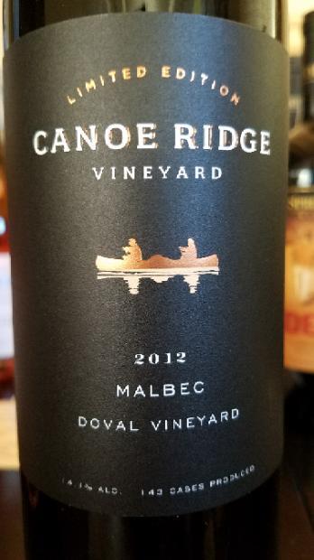 2013 Canoe Ridge Malbec, USA, Washington, Columbia Valley - CellarTracker