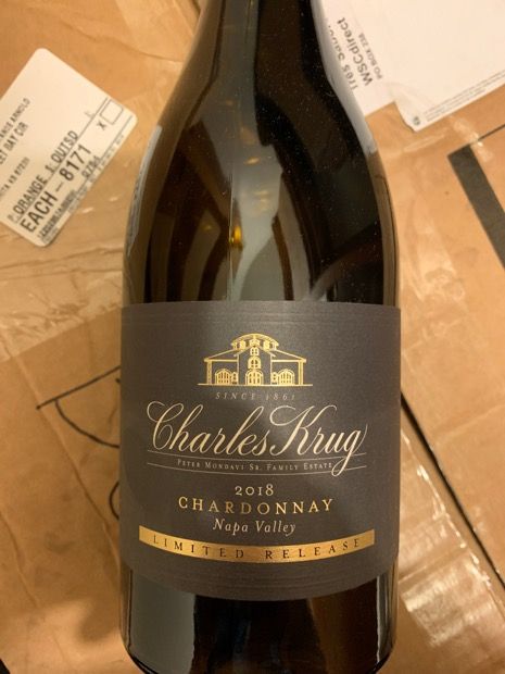 2018 Charles Krug Winery (Peter Mondavi Family) Chardonnay Limited ...