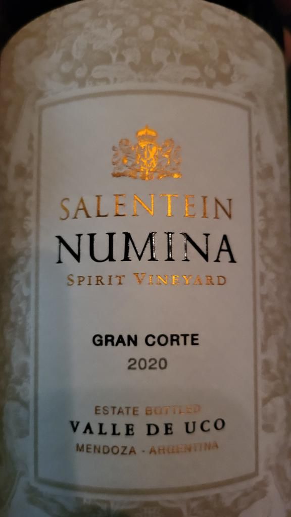 2020 Bodegas Salentein Numina Gran Corte, Argentina, Mendoza, Valle de ...