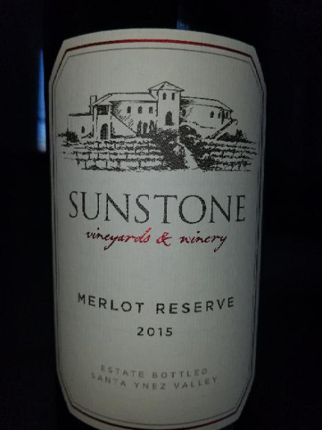 2015 Sunstone Vineyards and Winery Merlot Reserve Santa Barbara County ...