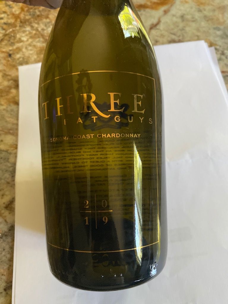 2019 Three Fat Guys Chardonnay, USA, California, Sonoma County, Sonoma ...