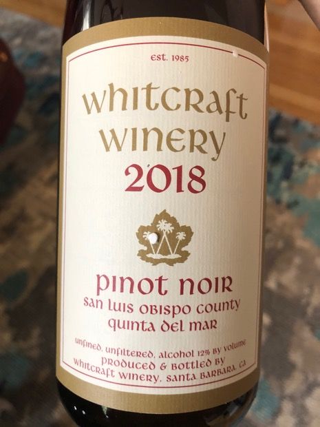 2018 Whitcraft Winery Pinot Noir Quinta del Mar, USA, California ...