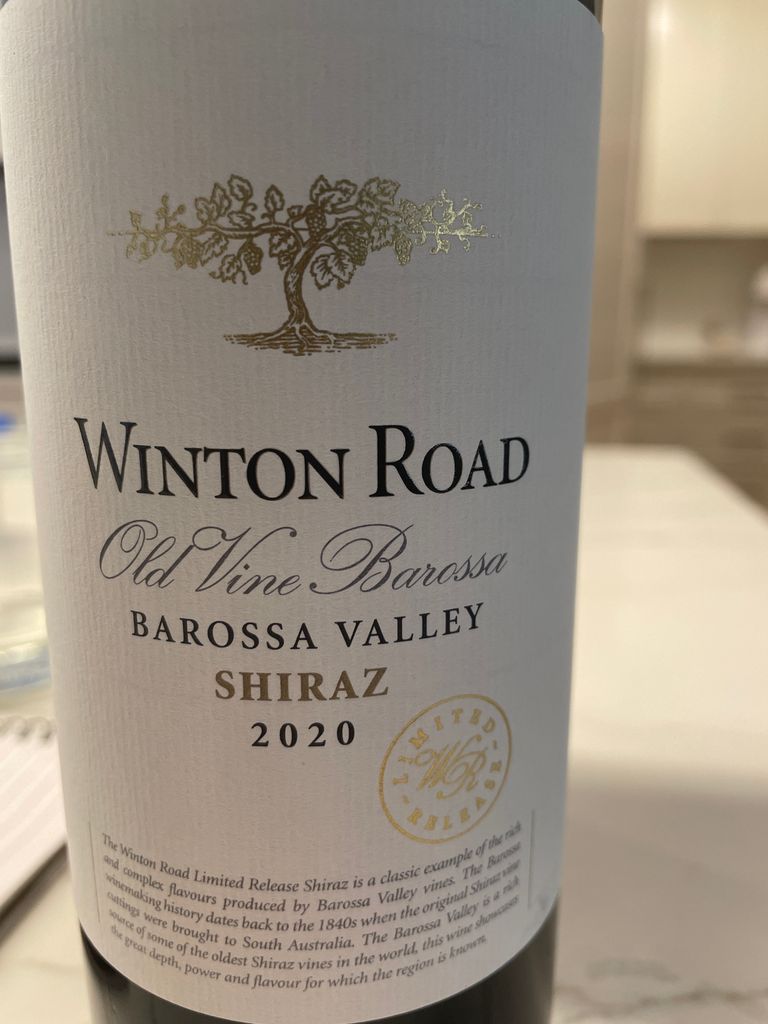 2020 Winton Road Shiraz Old Vine Barossa, Australia, South Australia ...