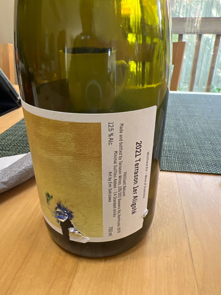 2022 Terrason Aligoté, Australia, Victoria, North East, King Valley ...