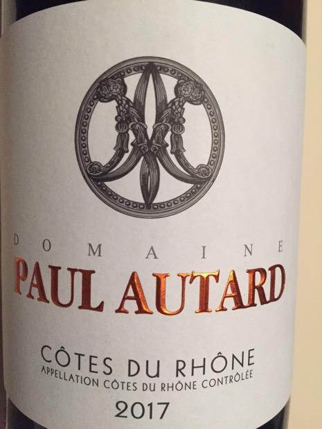 2017 Domaine Paul Autard Côtes du Rhône, France, Rhône, Southern Rhône ...