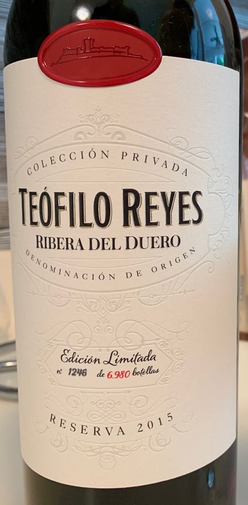 2015 Bodegas Reyes Ribera del Duero Teófilo Reyes Reserva, Spain ...