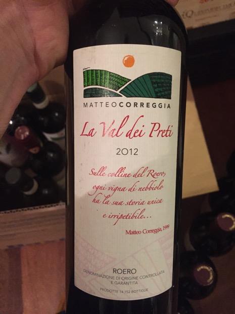 2012 Matteo Correggia Roero La Val Dei Preti, Italy, Piedmont, Alba ...