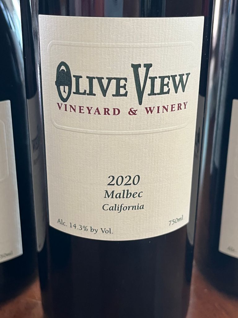2020 Olive View Vineyard and Winery Malbec Temecula Valley, USA ...