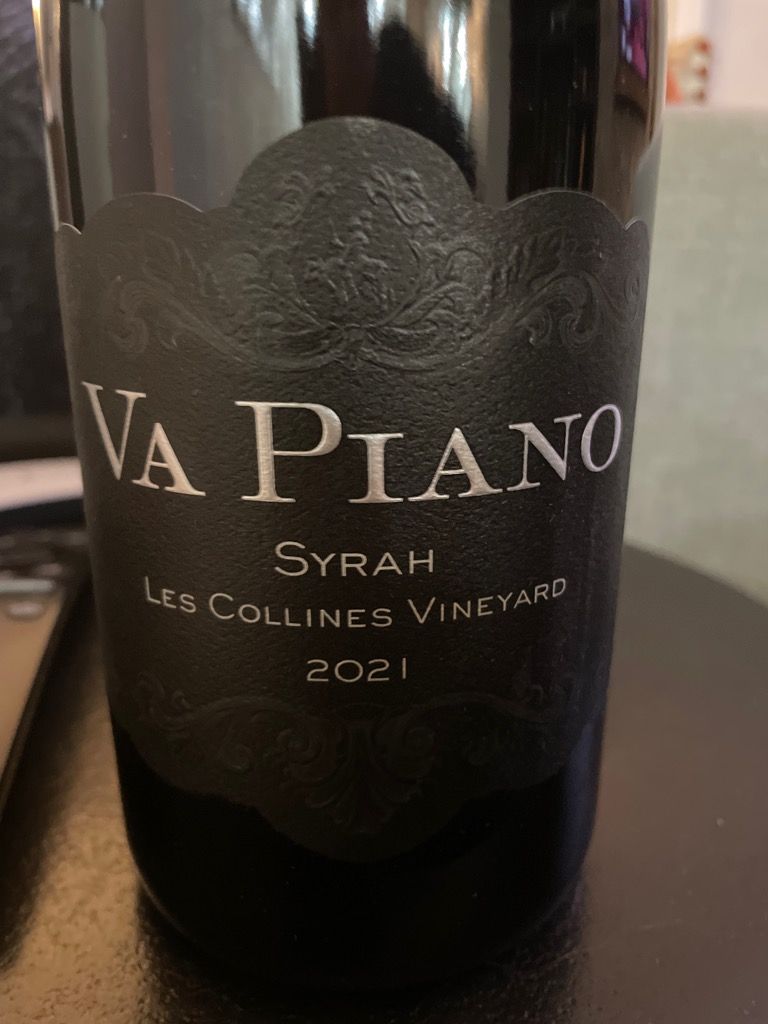 2022 Va Piano Vineyards Syrah Black Label Reserve Les Collines Vineyard ...