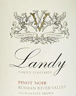 2008 Landy Family Vineyards Pinot Noir, USA, California, Sonoma County ...