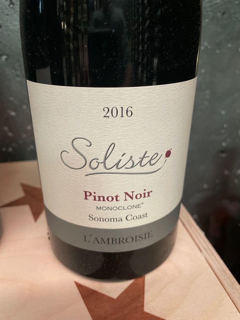 2016 Soliste Cellars Pinot Noir L'Ambroisie, USA, California, Sonoma ...