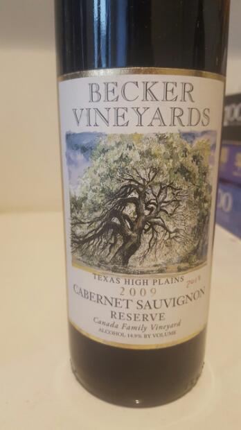 2009 Becker Vineyards Cabernet Sauvignon Reserve Canada Family Vineyard ...