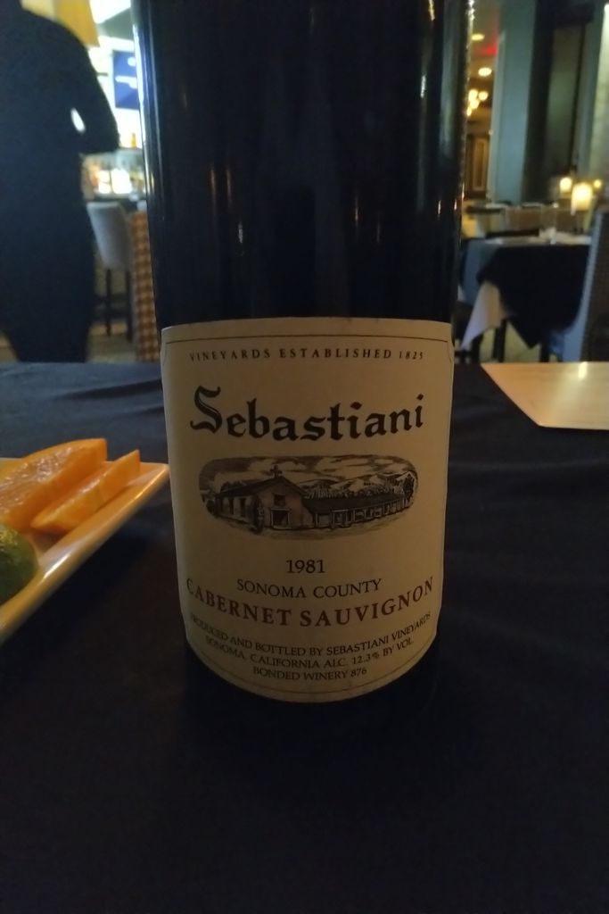 1981 Sebastiani Vineyards & Winery Cabernet Sauvignon Sonoma County ...