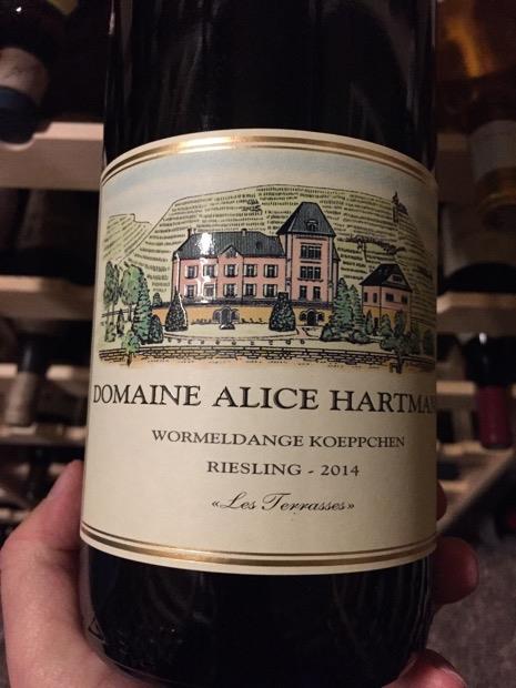 2014 Domaine Alice Hartmann Riesling Les Terrasses Wormeldange ...
