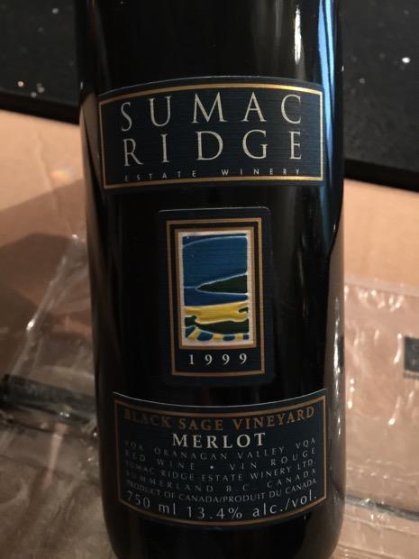 1995 Sumac Ridge Merlot Black Sage Vineyard, Canada, British Columbia ...