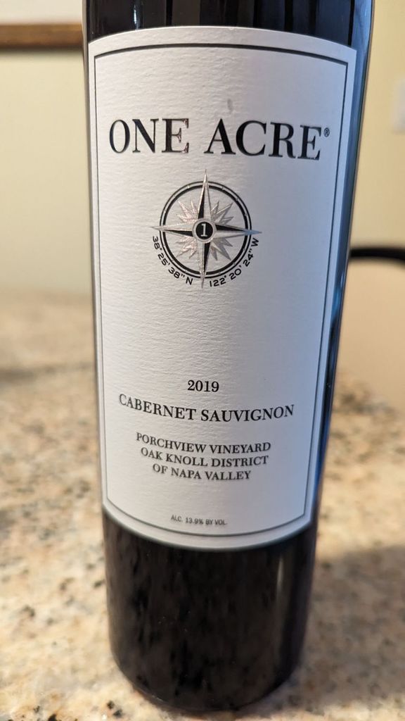 2019 One Acre Cabernet Sauvignon Porchview Vineyard, USA, California ...