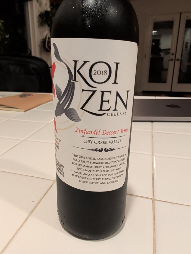 2018 Koi Zen Cellars Zinfandel Dessert Wine, USA, California, Sonoma ...
