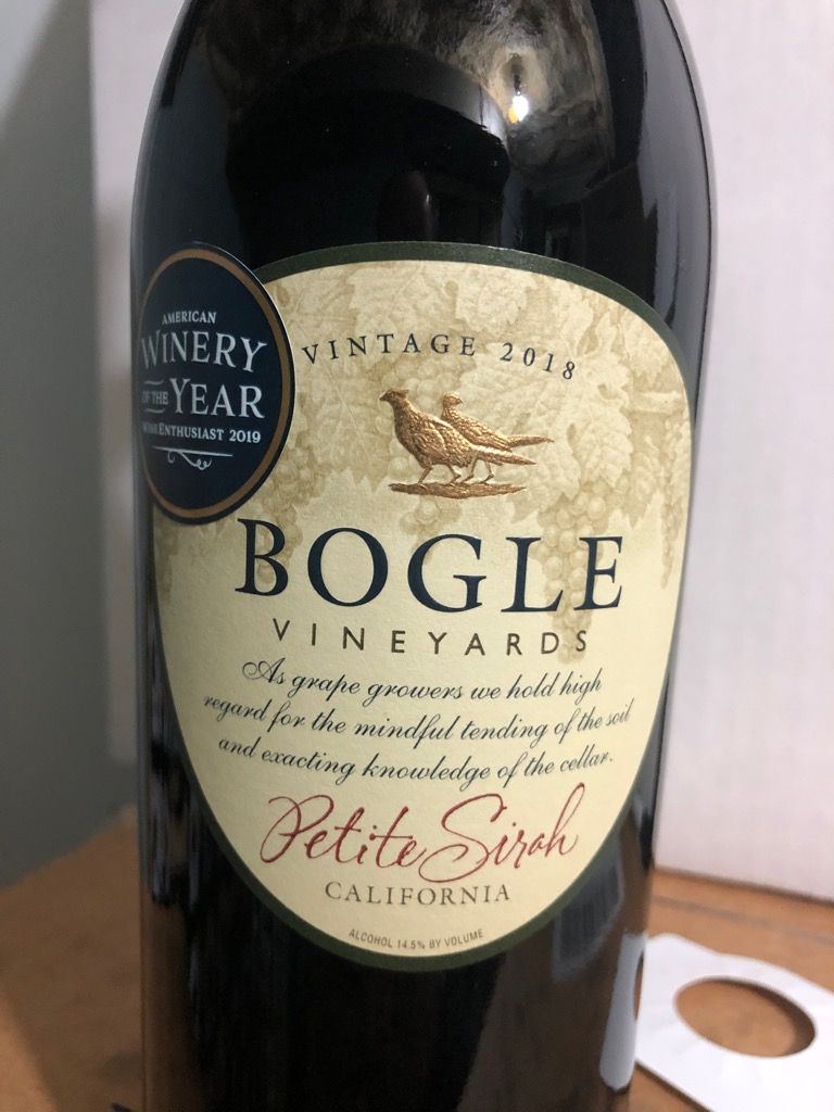 2018 Bogle Vineyards Petite Sirah, USA, California - CellarTracker