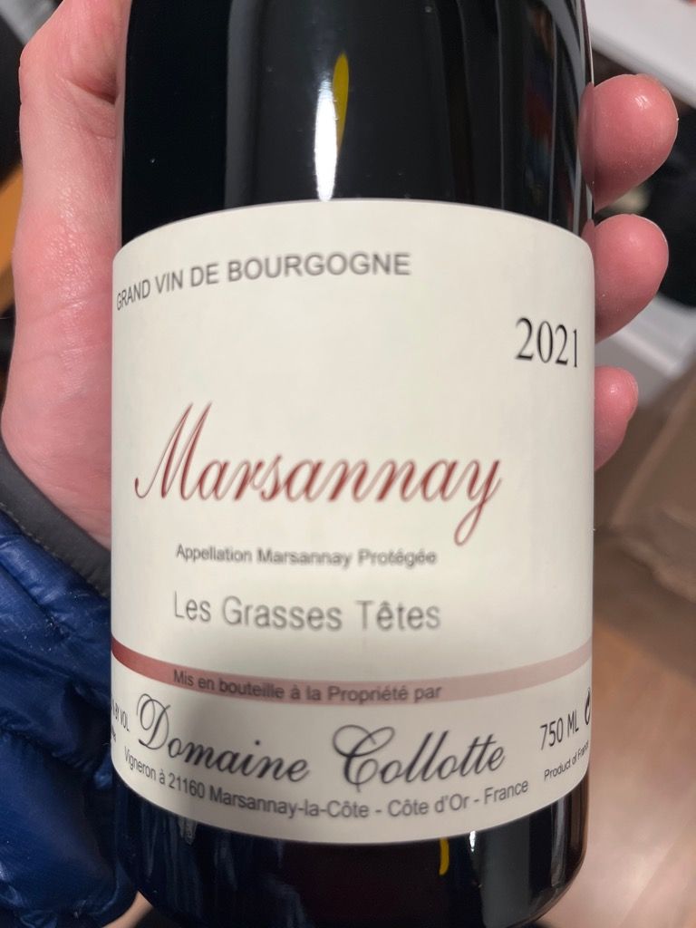 2021 Domaine Collotte Marsannay Les Grasses Têtes, France, Burgundy ...