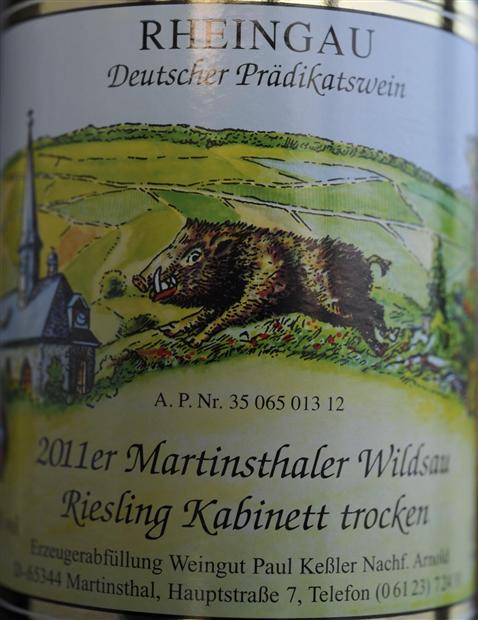 2011 Weingut Paul Kessler Riesling Martinsthaler Wildsau Kabinett ...
